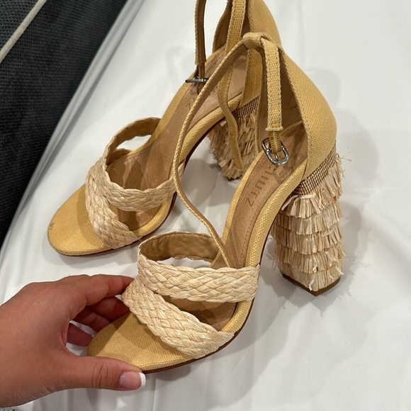 SCHUTZ | Shoes | Schutz Straw Block Heels | Poshmark